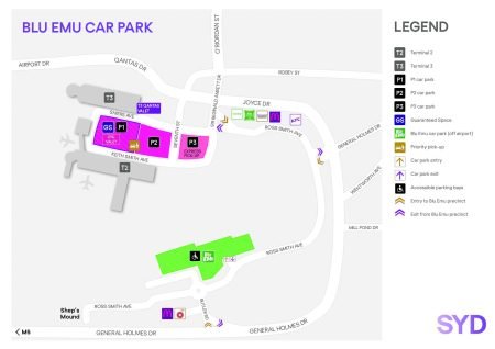 Parking Sydney International Airport SYD map