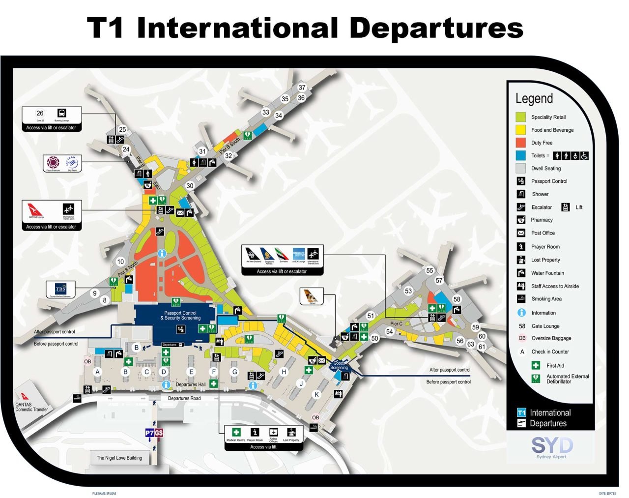 Terminal 1 Map At The Sydney Airport SYD Terminal 1 Map At The Sydney Airport SYD