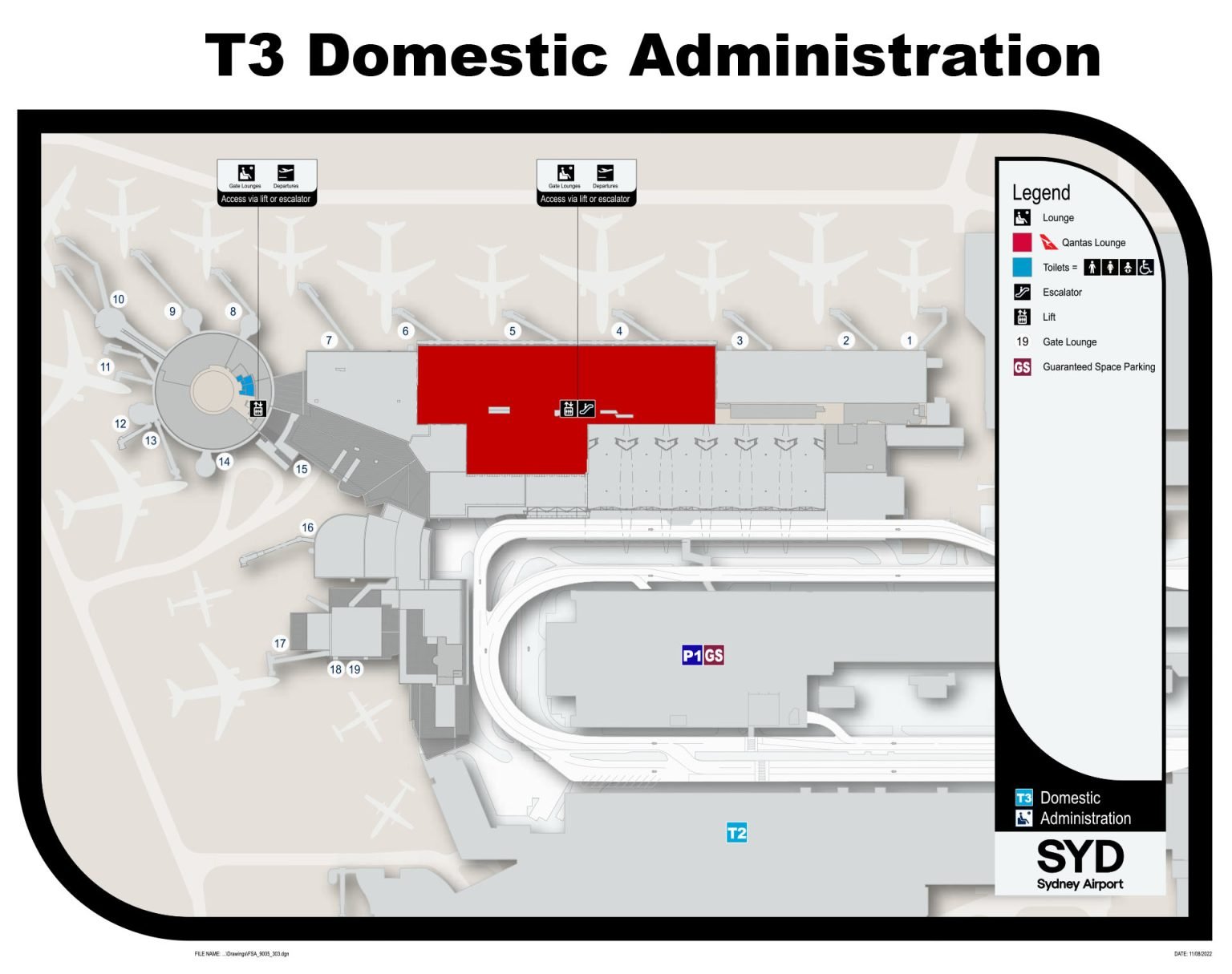 Terminal 3 Sydney International Airport SYD map